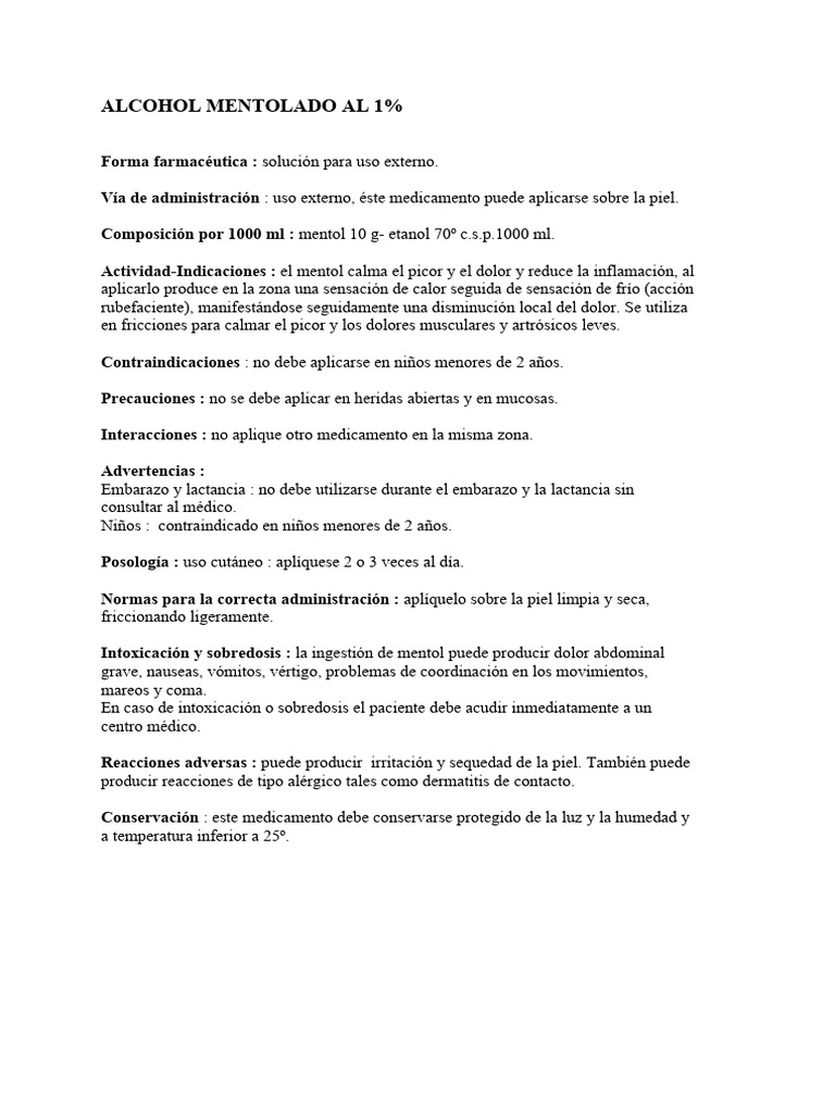 Usos y Precauciones del Alcohol Mentolado | PDF | Estilo de vida