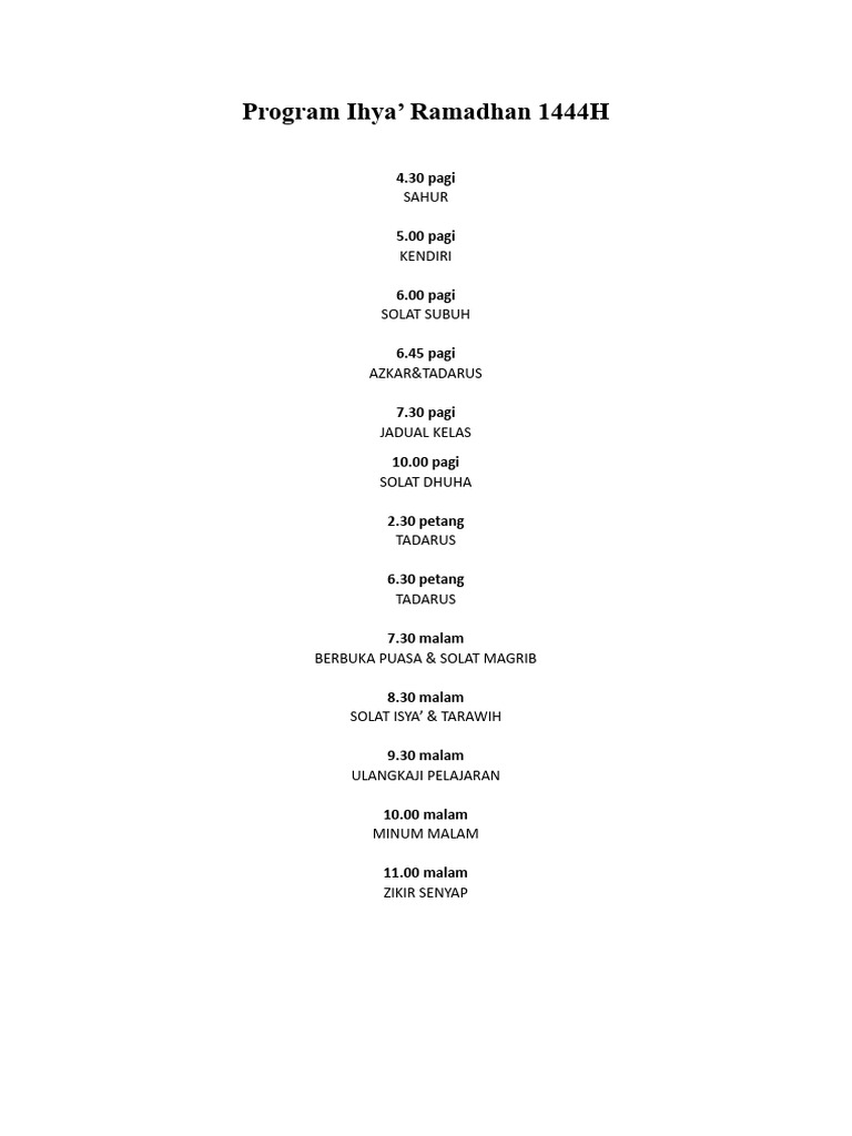 Program Ihya Ramadhan | PDF