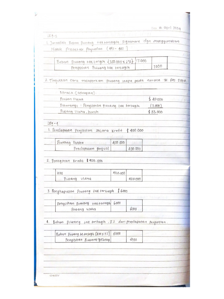 Andi Aulia Nurul Mutmainnah Piutang Tak Tertagih (Akuntansi) | PDF