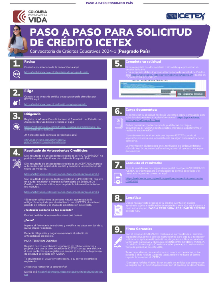 Posgrado Pais Paso A Paso Solicitud Credito Icetex | PDF