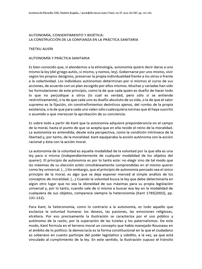 AUTONOMÍA | PDF | Autonomía | Moralidad