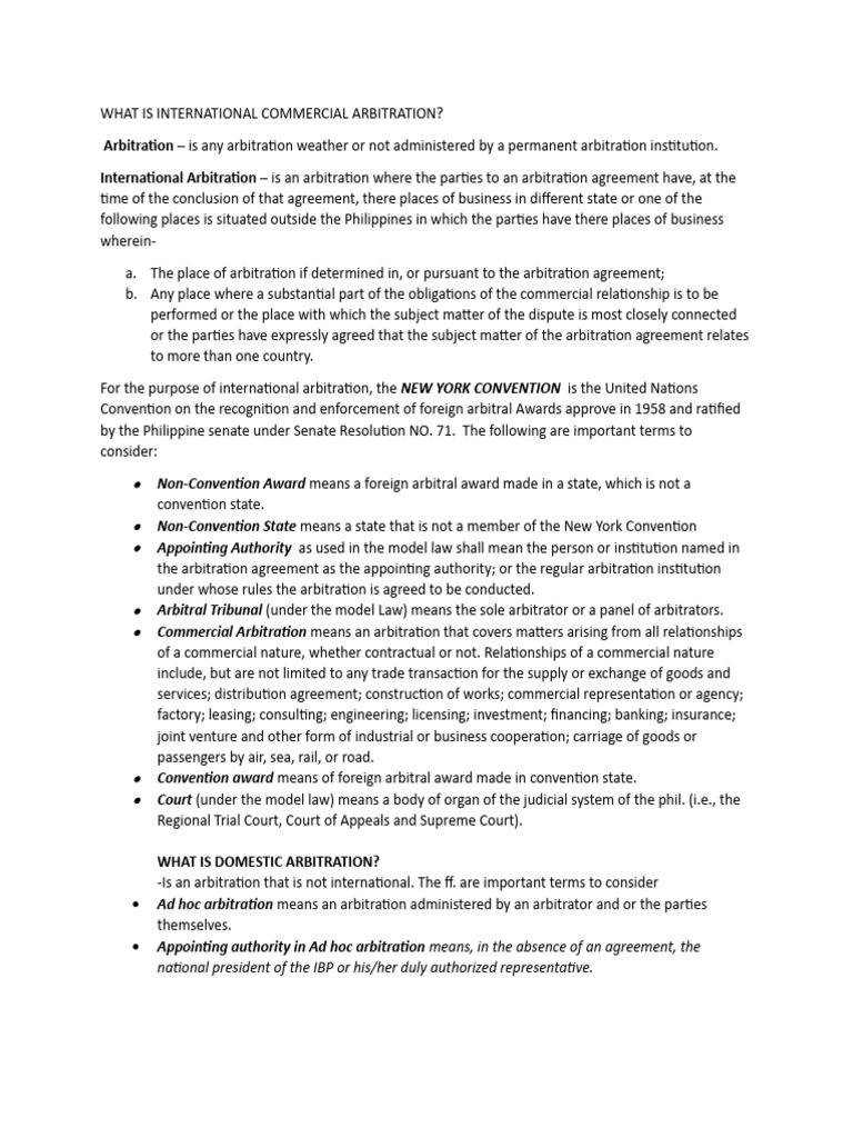 What Is International Commercial Arbitration | PDF | Arbitration | Mediation