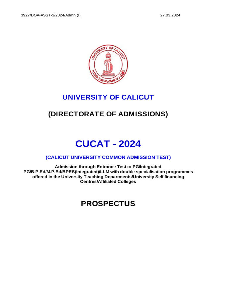 Cucat Prospectus | PDF | Academic Degree | Bachelor Of Science