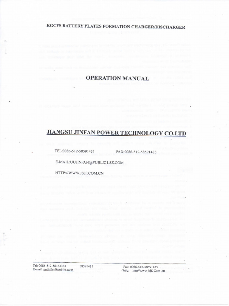 Jinfan Operation Manual | PDF