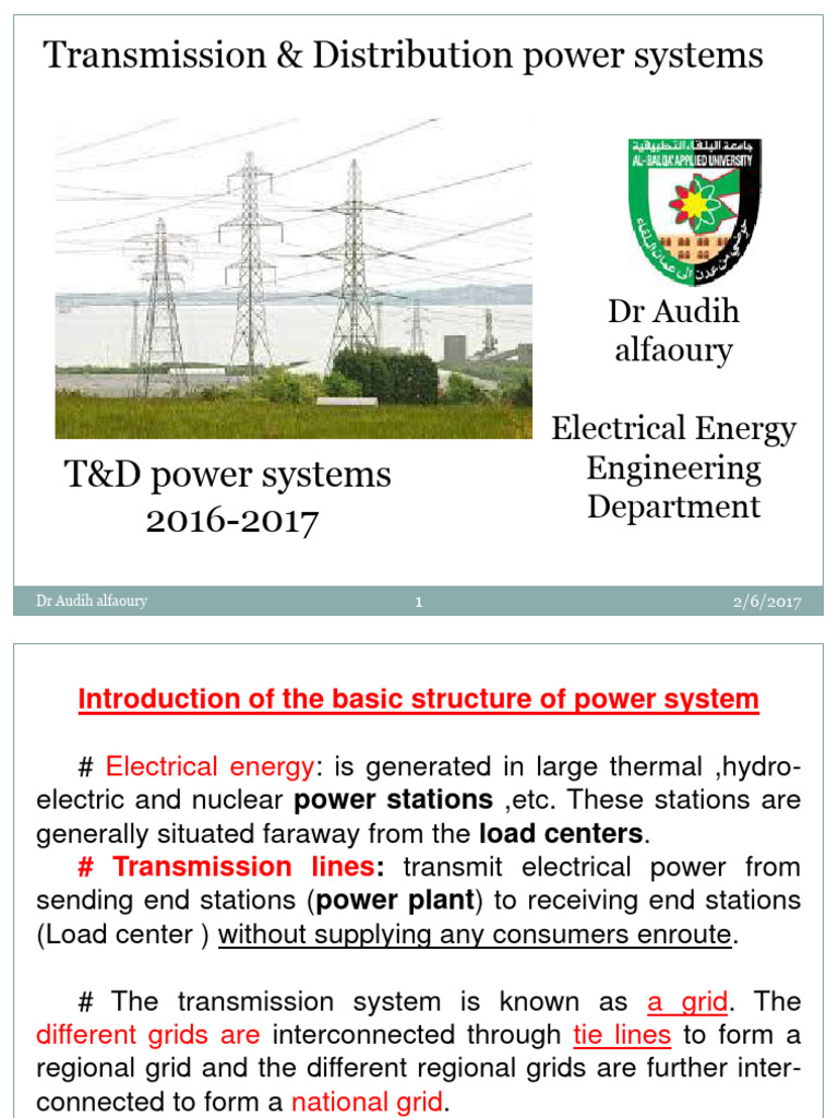Overview of Transmission & Distribution Systems | PDF | Electric Power ...
