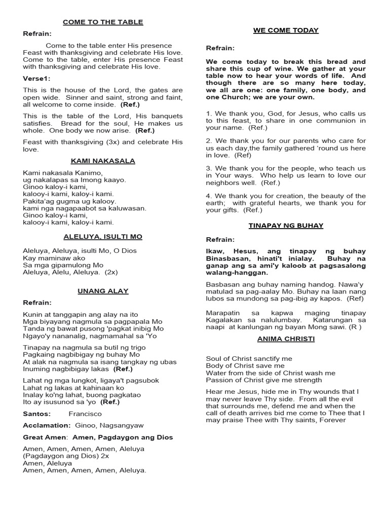 1st Communion Songs Pdf Eucharist Christian Worship And Liturgy