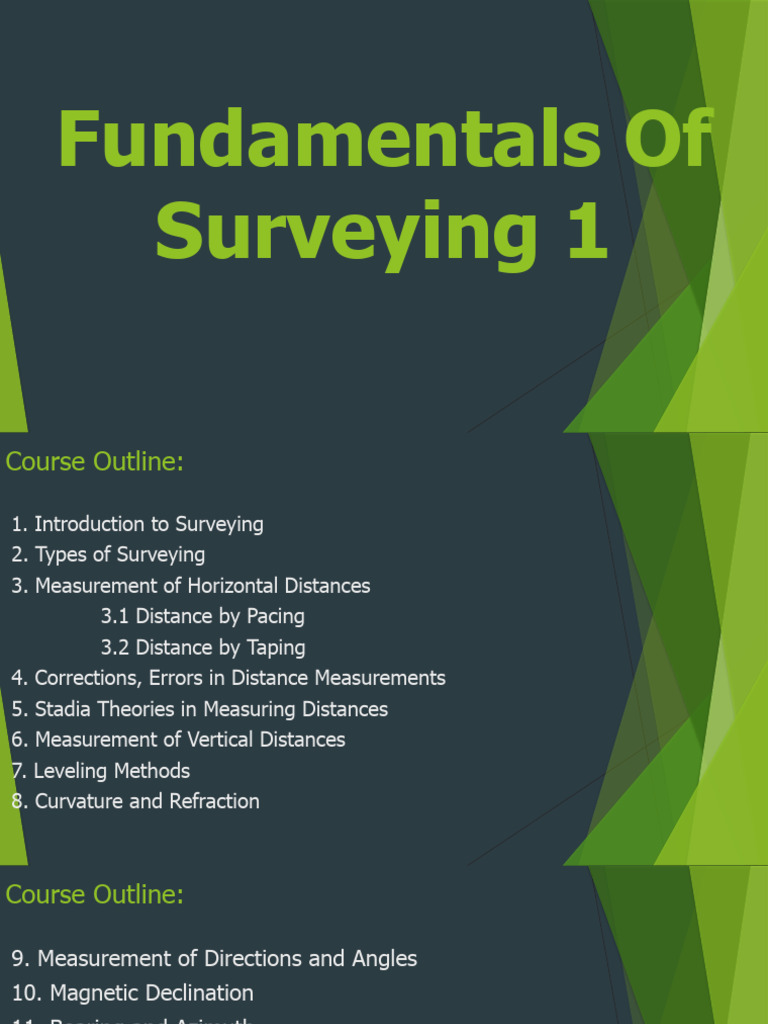 Surveying Course Outline & Methods | PDF | Surveying | Azimuth