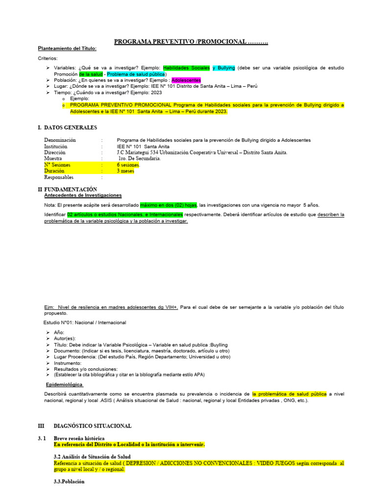 Modelo Programa Preventivo Pa3 B | PDF