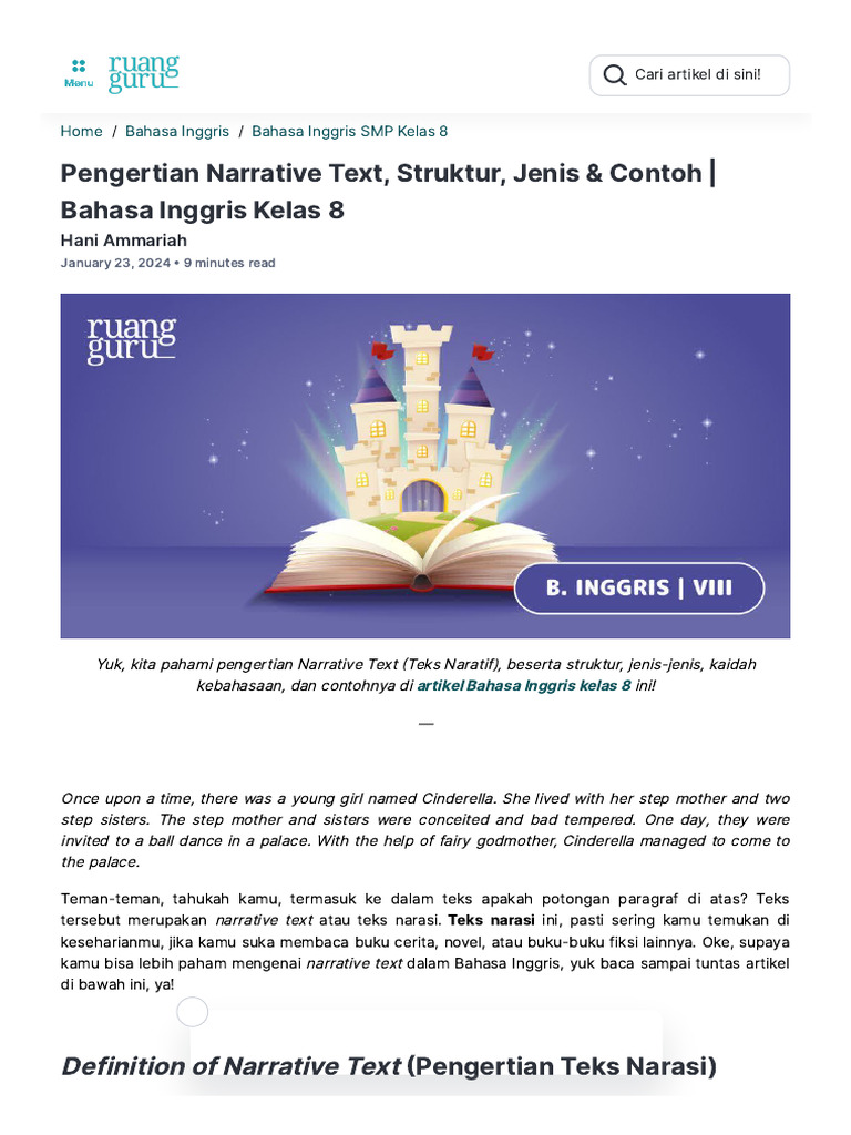 Narative Text | PDF | Seni & Disiplin Bahasa | Kajian Bahasa Asing