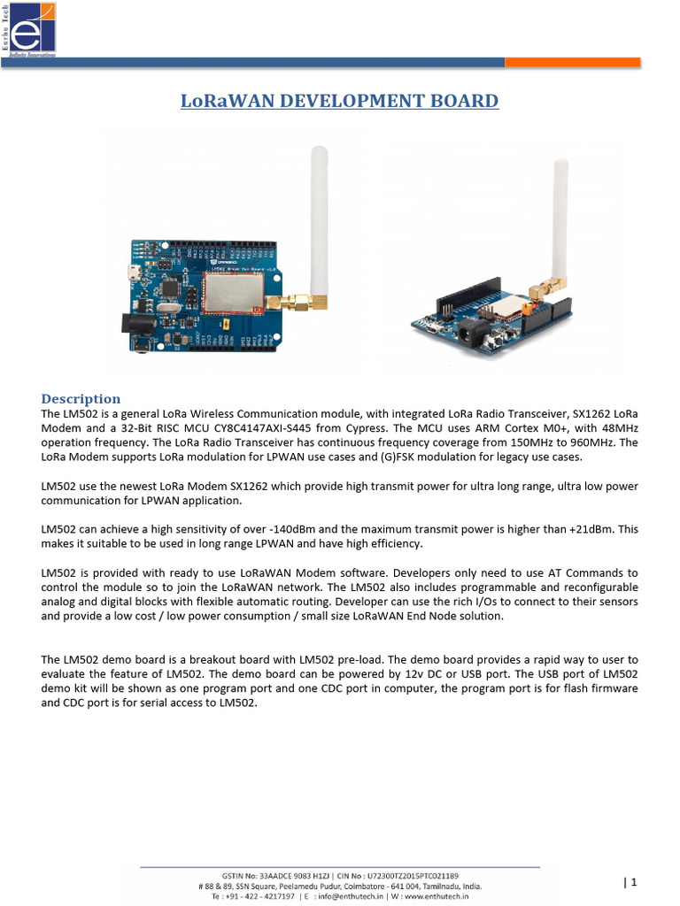LoRaWAN Development Board | Download Free PDF | Microcontroller | Computer Engineering