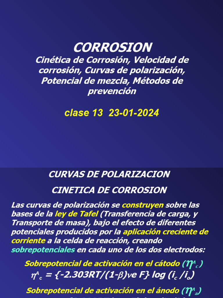 Clase 13 Corrosion - Cinetica de Corrosion | PDF | Corrosión ...