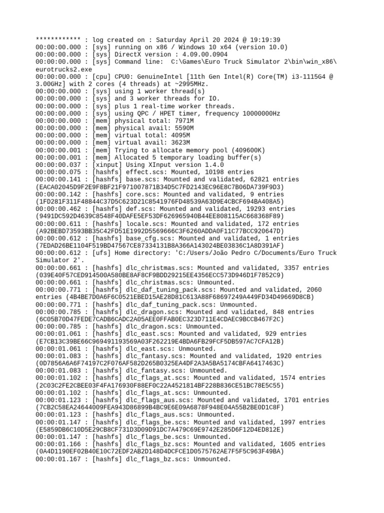 ETS2 Game Log - April 2024 | PDF | Computing Platforms | Computing