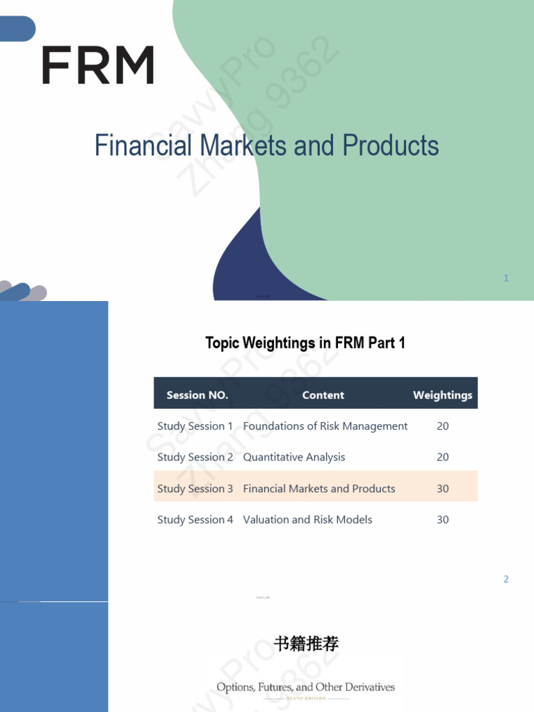 FRM 2021 Financial Markets and Producets Lec1 | PDF | Insurance | Investment Fund