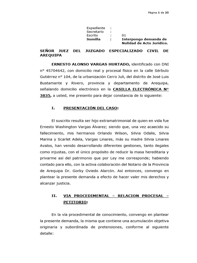 Escrito 01 - Demanda - Revisada | PDF | Propiedad | Demanda judicial