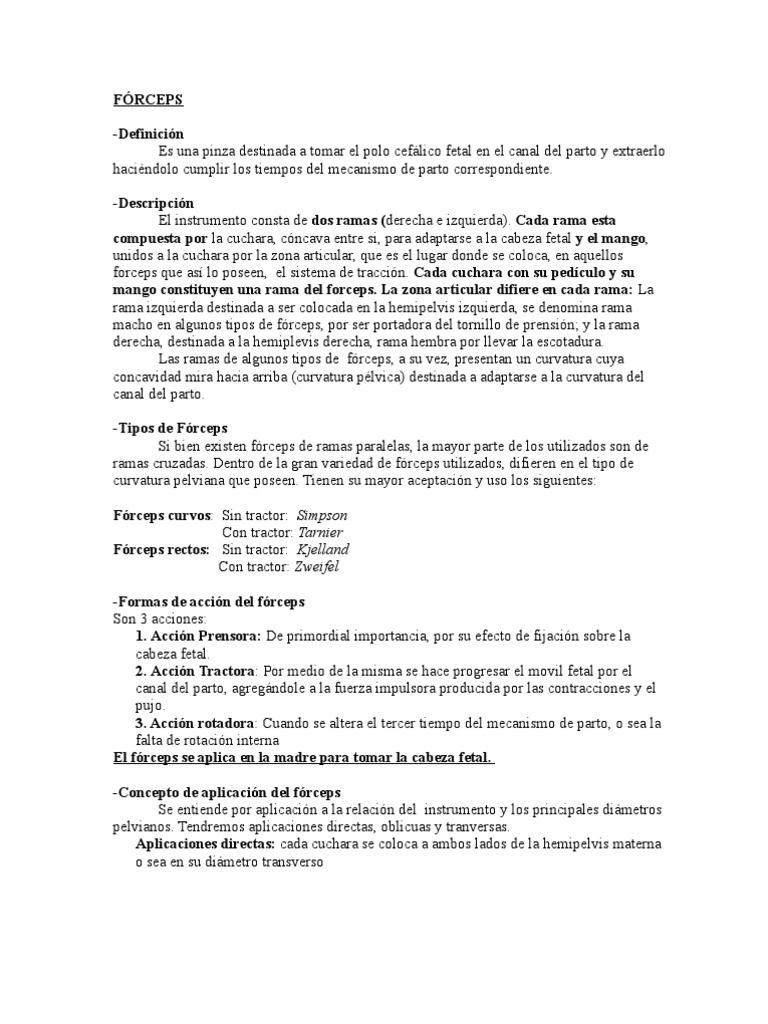 Tipos y Aplicaciones de Fórceps Obstétricos | PDF | Pelvis | Parto