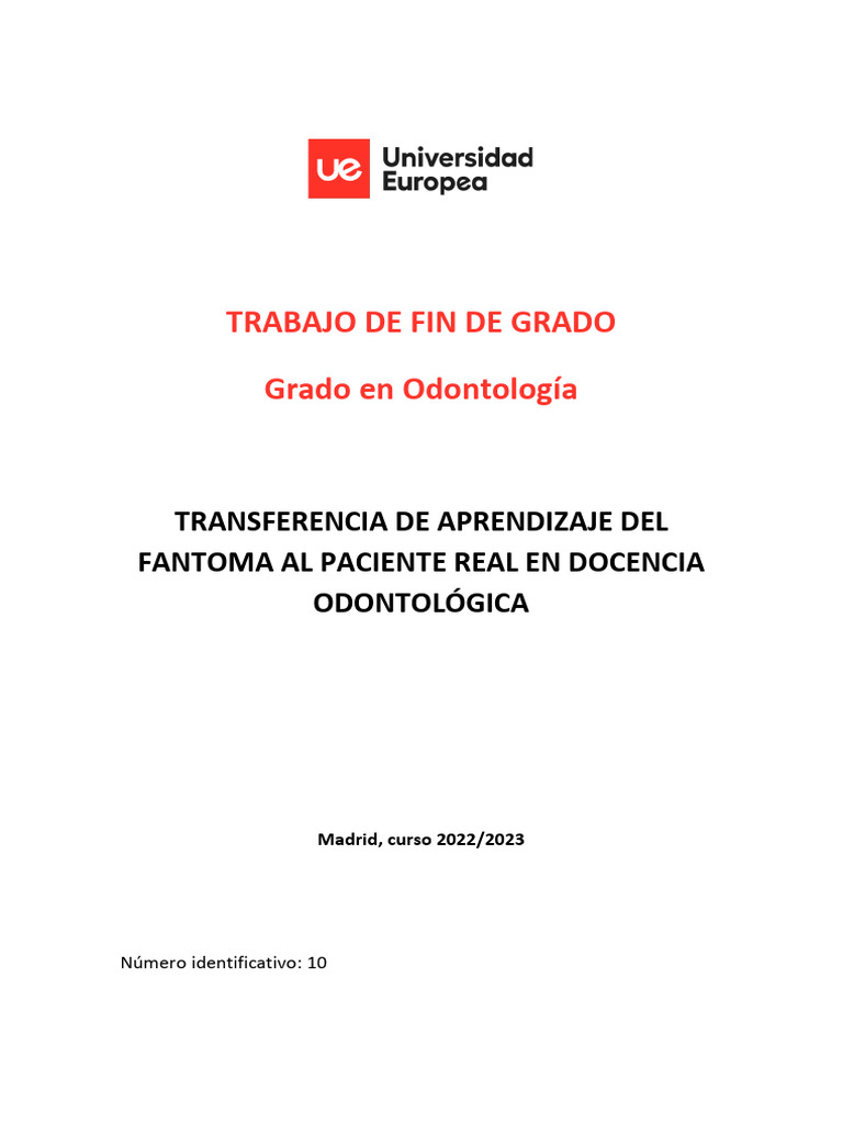 TFG - Maria Sofia Garcia Pineiro | PDF | Aprendizaje | Odontología