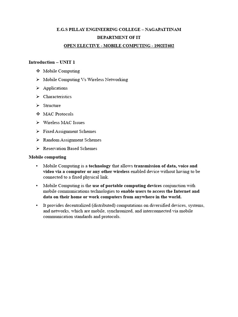 MOBILE COMPUTING | PDF | Channel Access Method | Computer Network