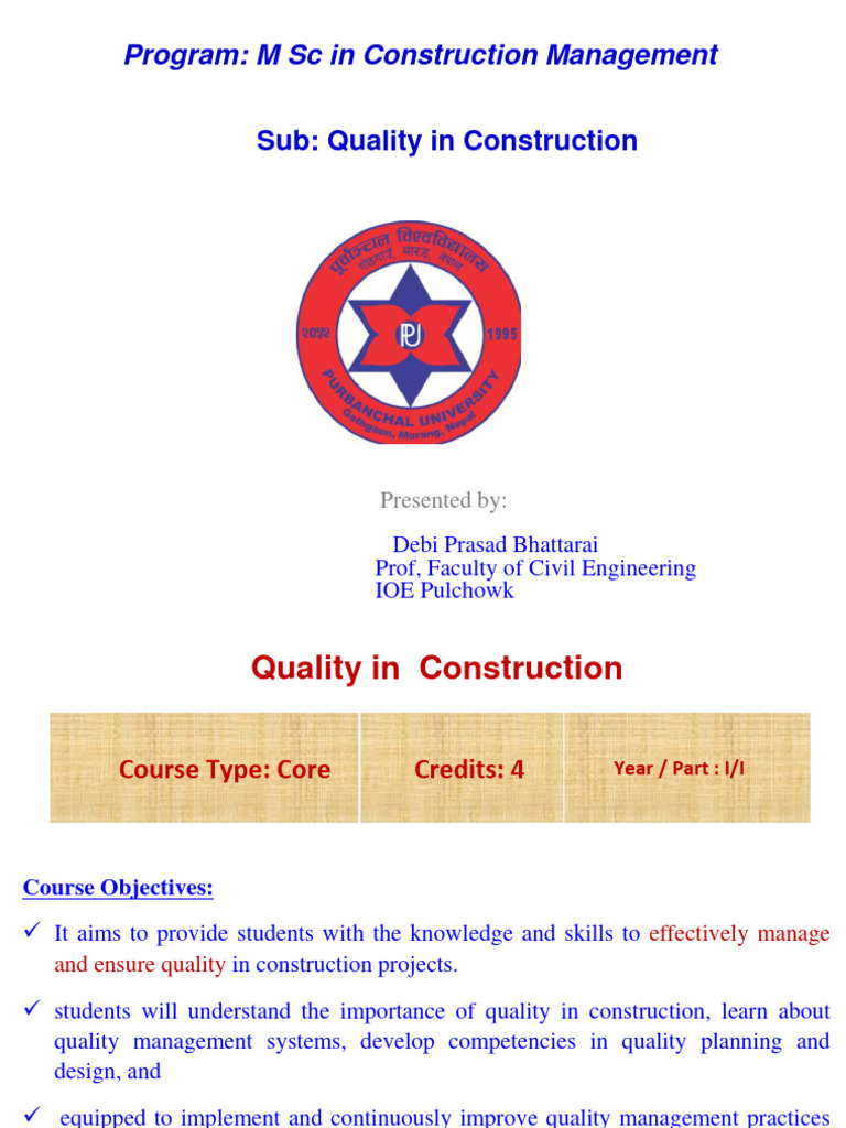 Chapter 1 &2 Quality in Construction | PDF | Quality Management | Quality (Business)