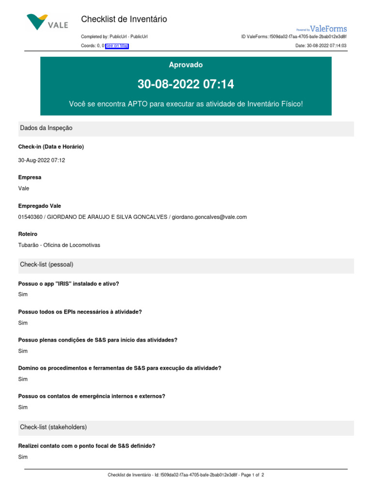 ValeForms Form Self Screening 8 | PDF