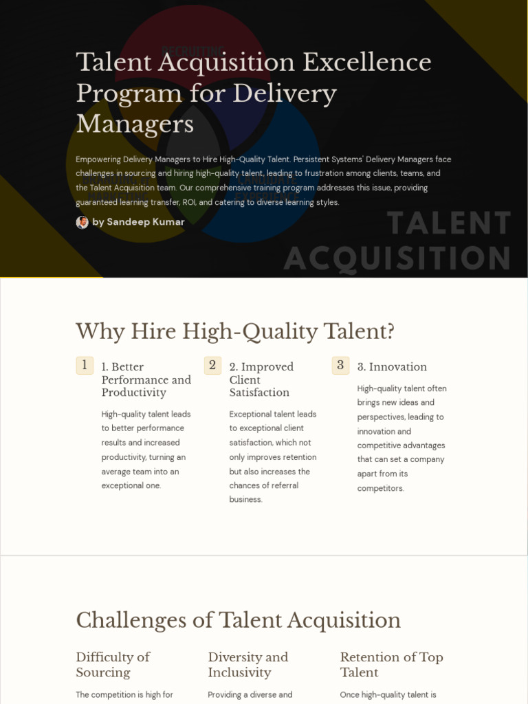 Talent Acquisition Excellence Program For Delivery Managers | PDF | Recruitment | Employee Retention