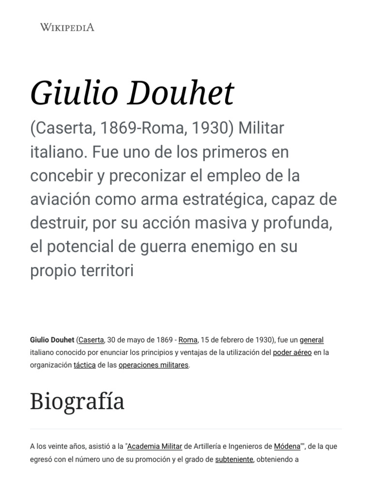 Giulio Douhet - Wikipedia, La Enciclopedia Libre) | PDF | Ciencia ...