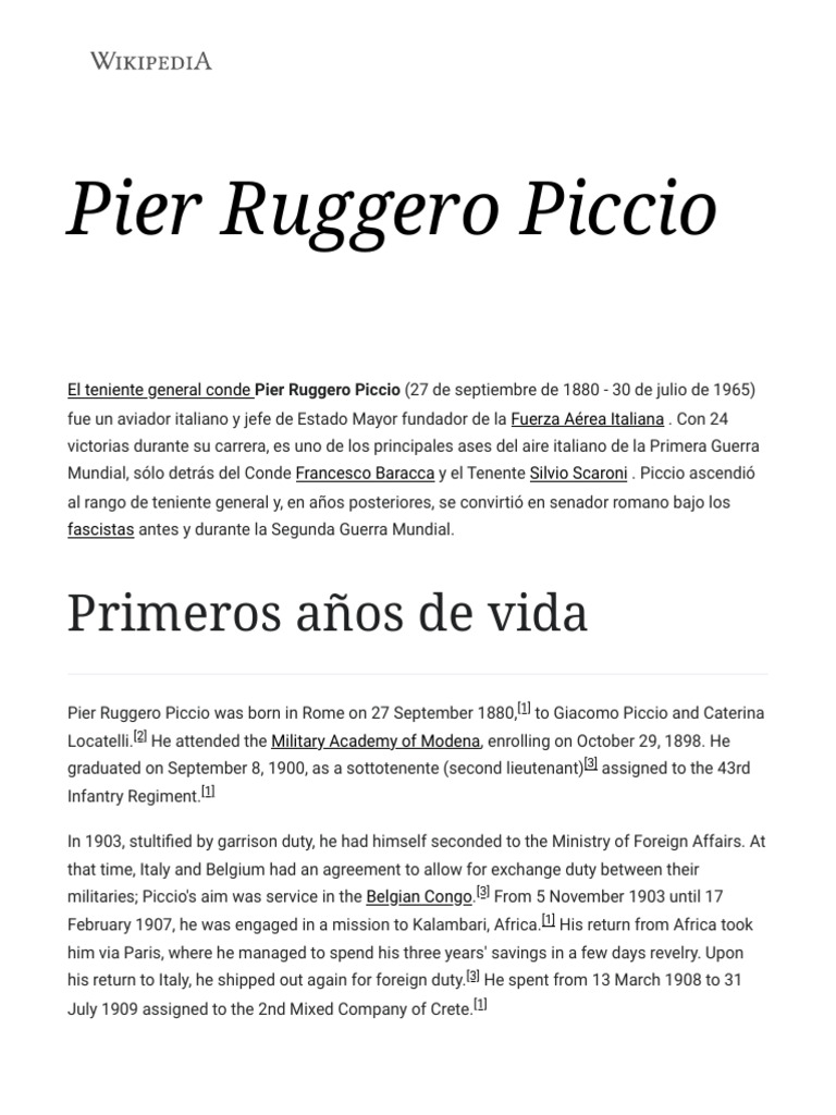 Muelle Ruggero Piccio - Wikipedia | PDF | Military