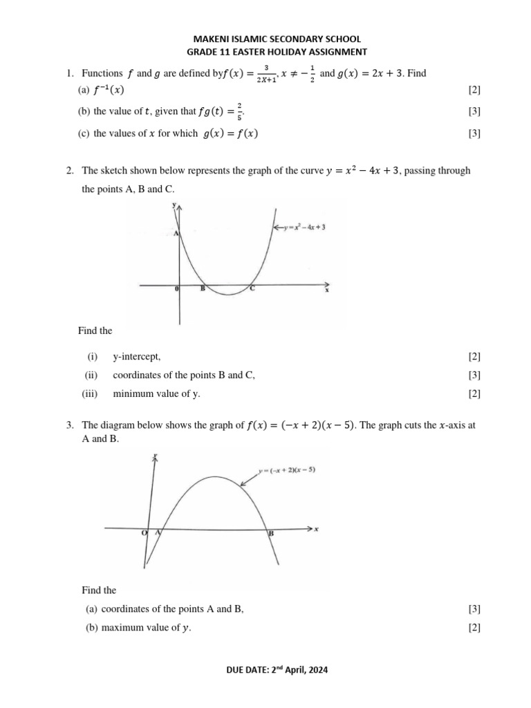 Math Holiday Assignment 2 | PDF