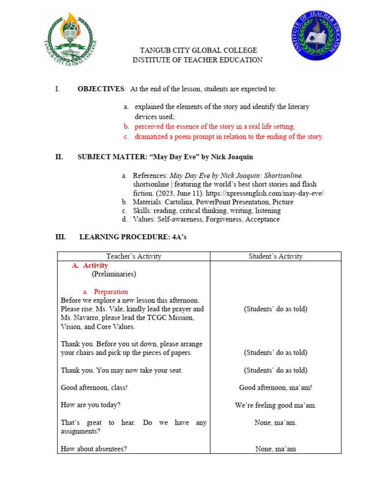 LIT-LESSON_PLAN | PDF | Irony | Narration