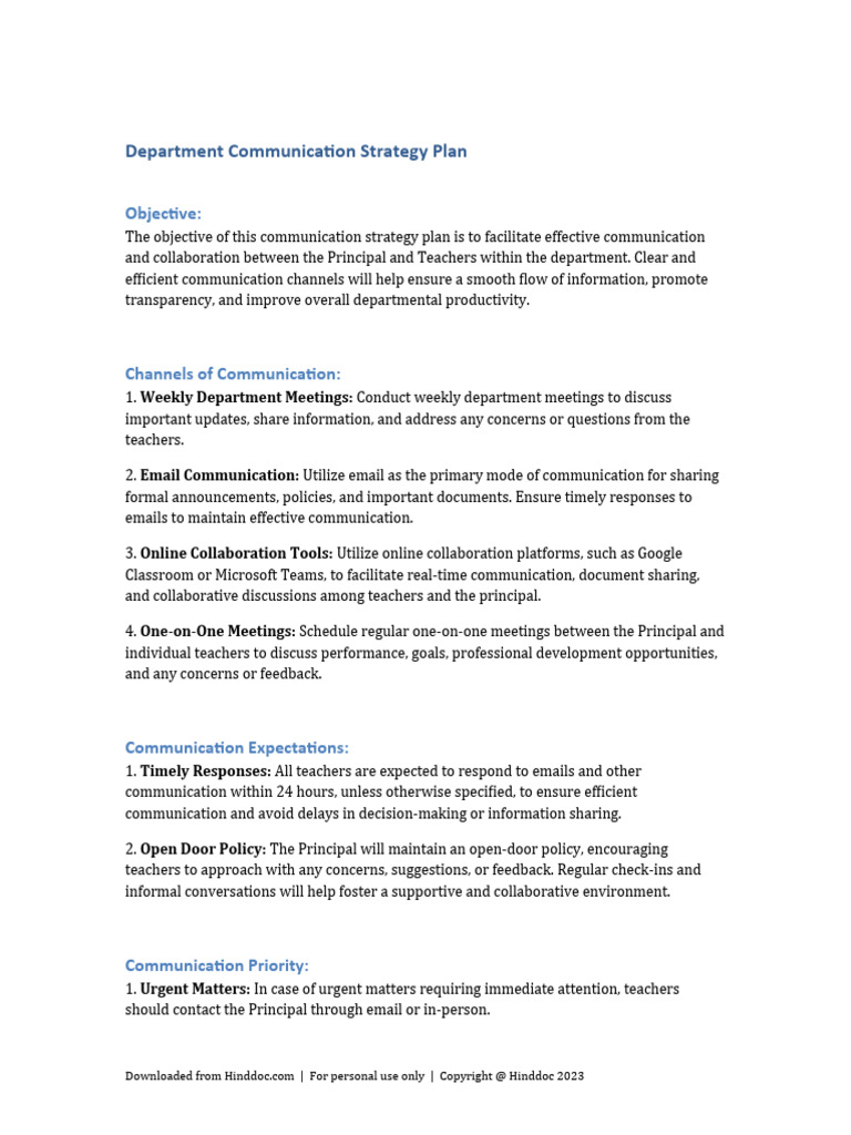 Effective Department Communication Plan | PDF | Communication ...