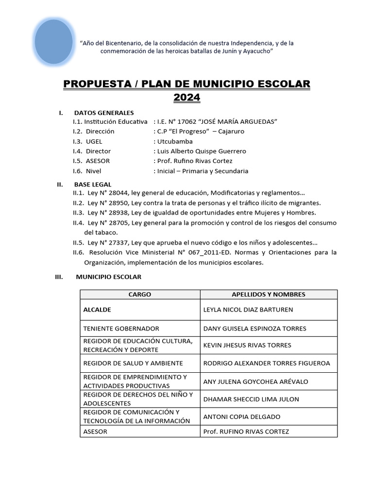Plan - de - Municipio - Escolar Ejemplo | PDF | Democracia | Ideologías ...