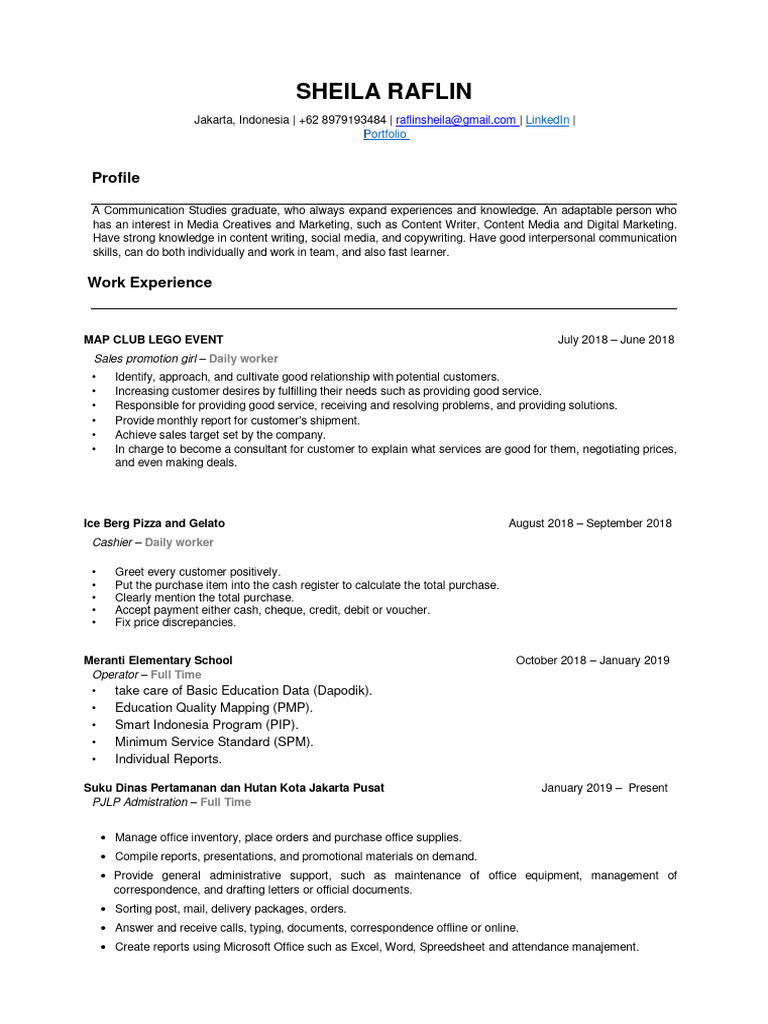 CV Sheila Raflin | PDF | Business