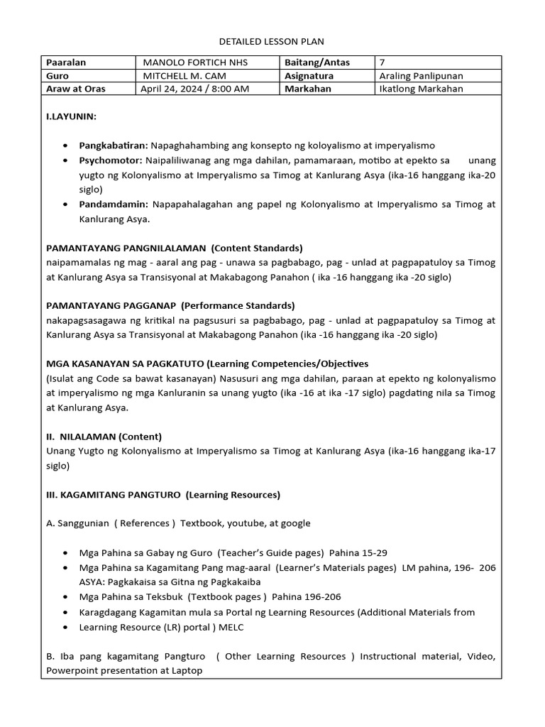 Detailed Lesson Plan Final | PDF