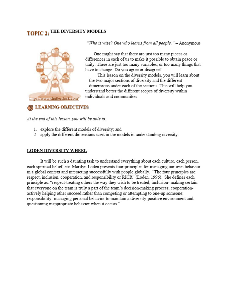 Diversity Models and Dimensions Guide | PDF | Identity (Social Science ...