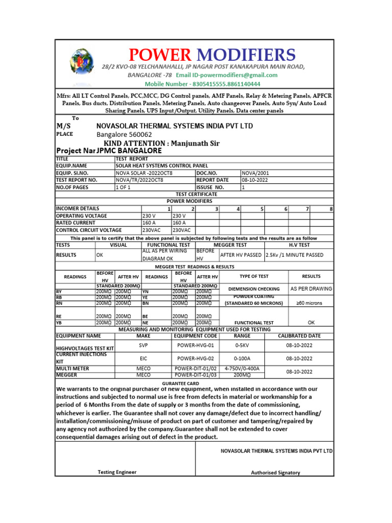 Power Modifier Control Panel Test JPMC Bangalore | PDF ...