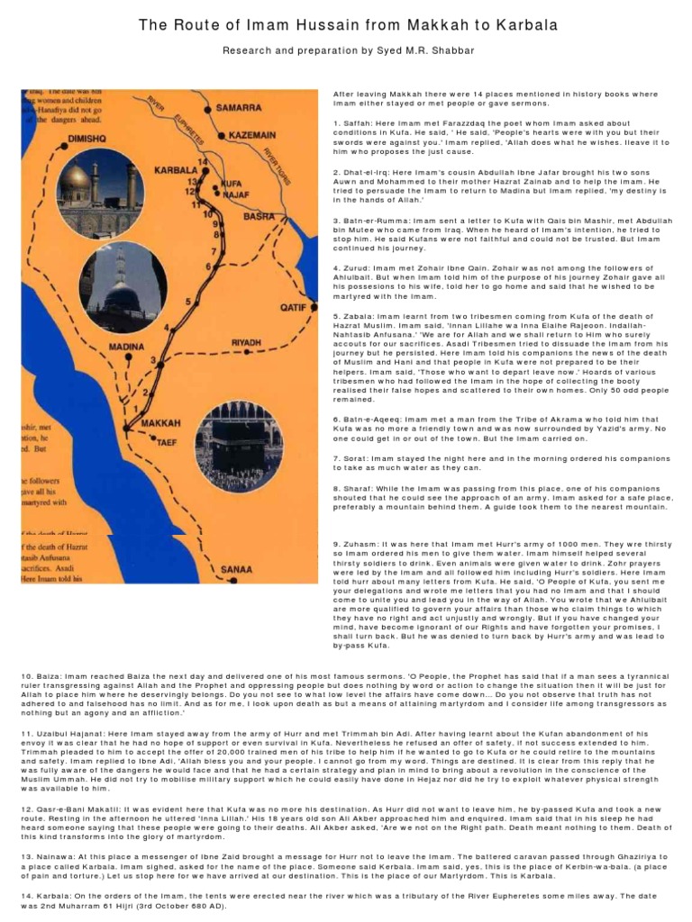 The Route of Imam Hussain (A | PDF | Husayn Ibn Ali | Monotheistic Religions
