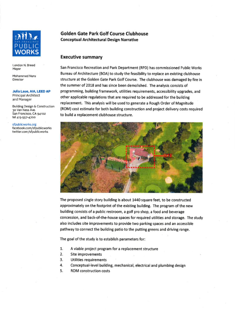 Golden Gate Golf Course Clubhouse DPW Project Description | PDF