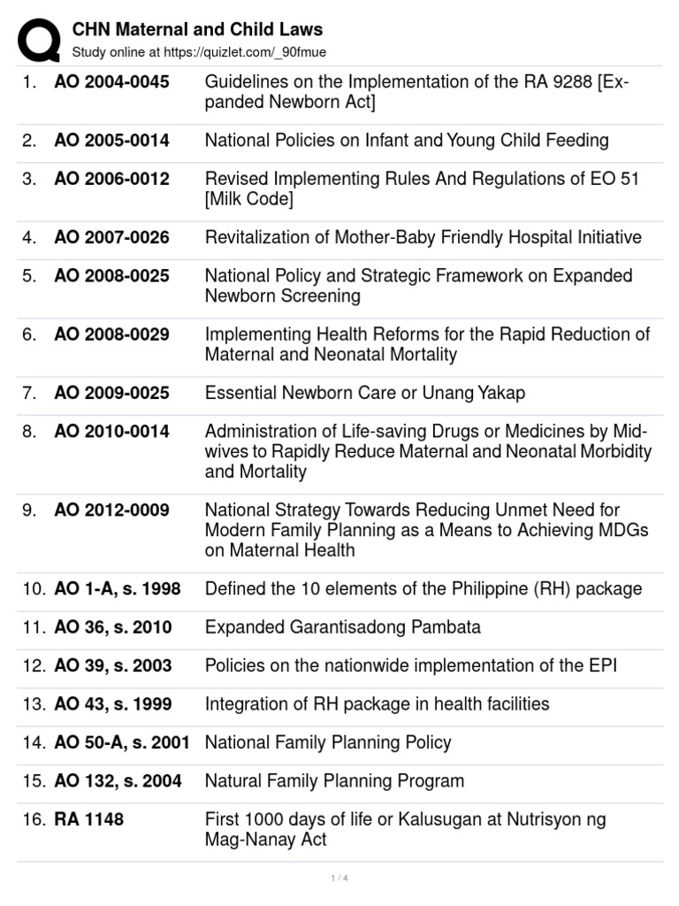 CHN and Maternal Laws | PDF | Infants | Maternal Health