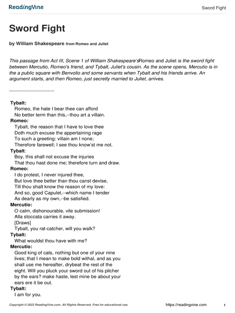 8th Grade Literature Worksheet | PDF | Characters In Romeo And Juliet ...