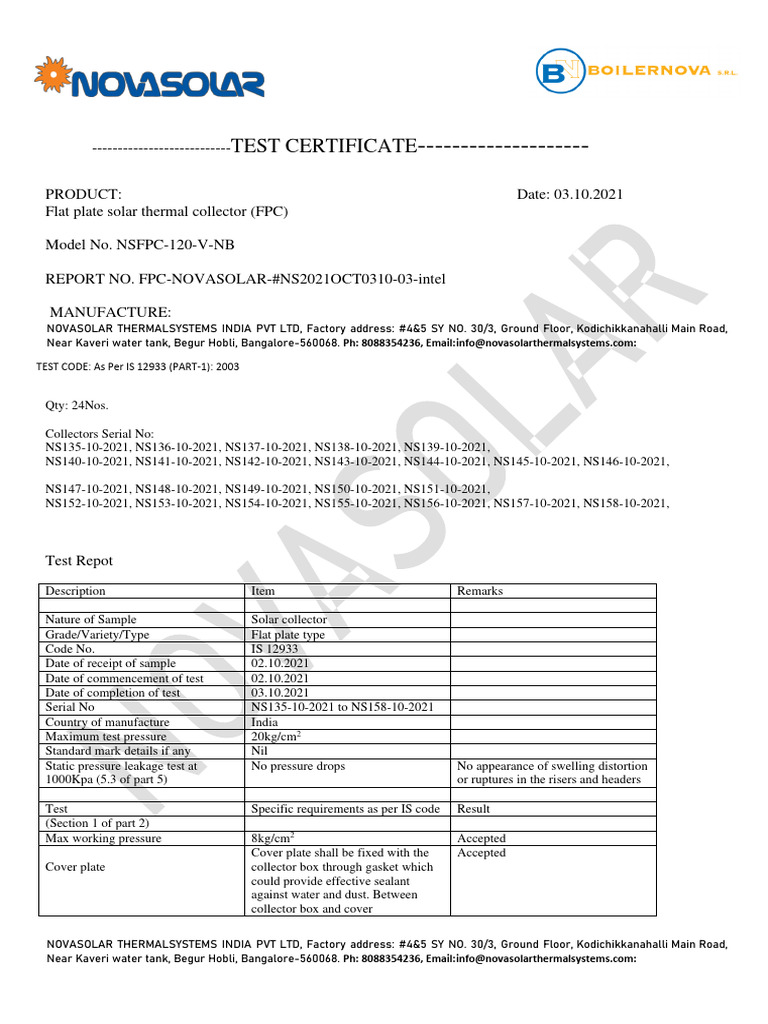 INTEL RMZ2 ECSP-3 PROJECT-SOLAR COLLECTORS TEST CERTIFICATE | PDF ... INTEL RMZ2 ECSP-3 PROJECT-SOLAR COLLECTORS TEST CERTIFICATE | PDF ...