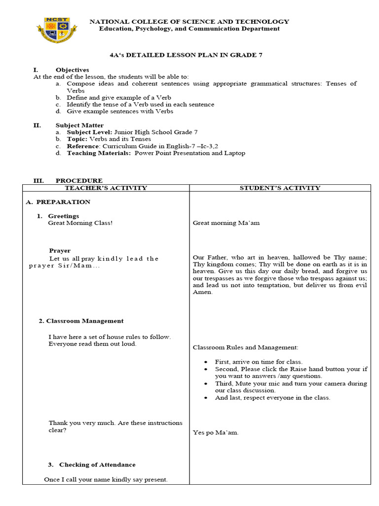 4a's Detailed Lesson Plan For Mam Jewel Word | PDF | Lord's Prayer ...