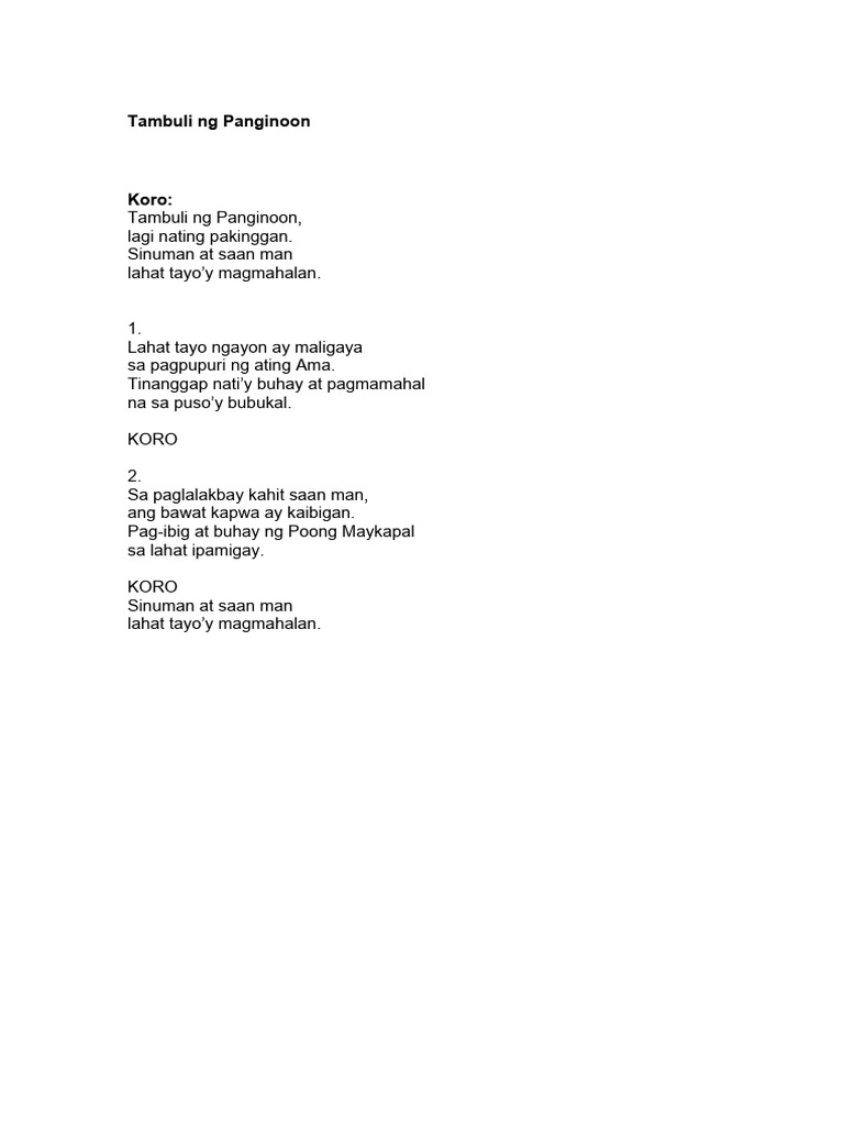 Tambuli NG Panginoon - Lyrics | PDF