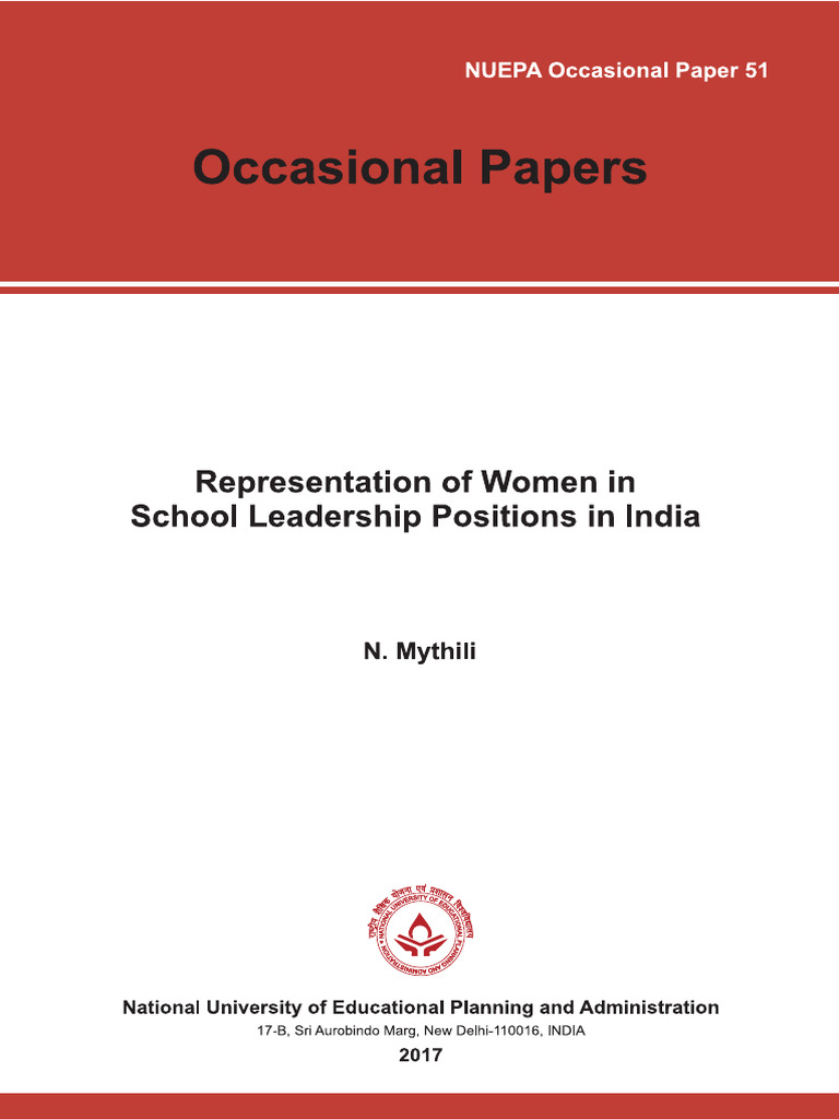 Representation of Women in School Leadership Positions in India | PDF ...