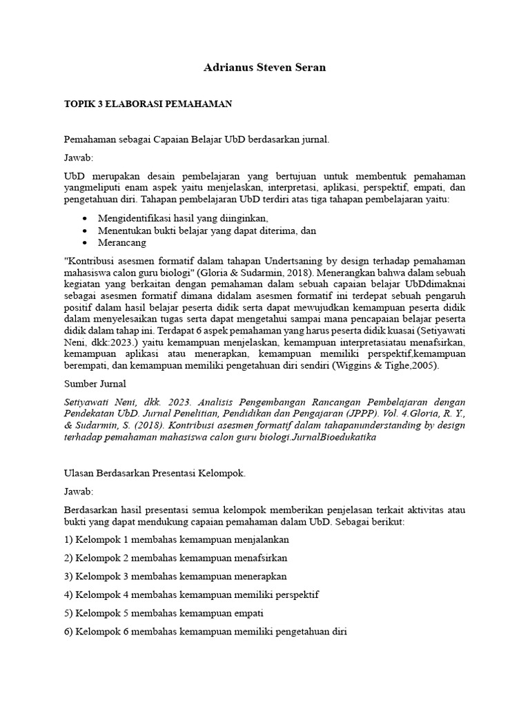 T.3 Elaborasi Pemahaman Perancangan Dan Pengembangan Kurikulum | PDF | Karier & Perkembangan ...