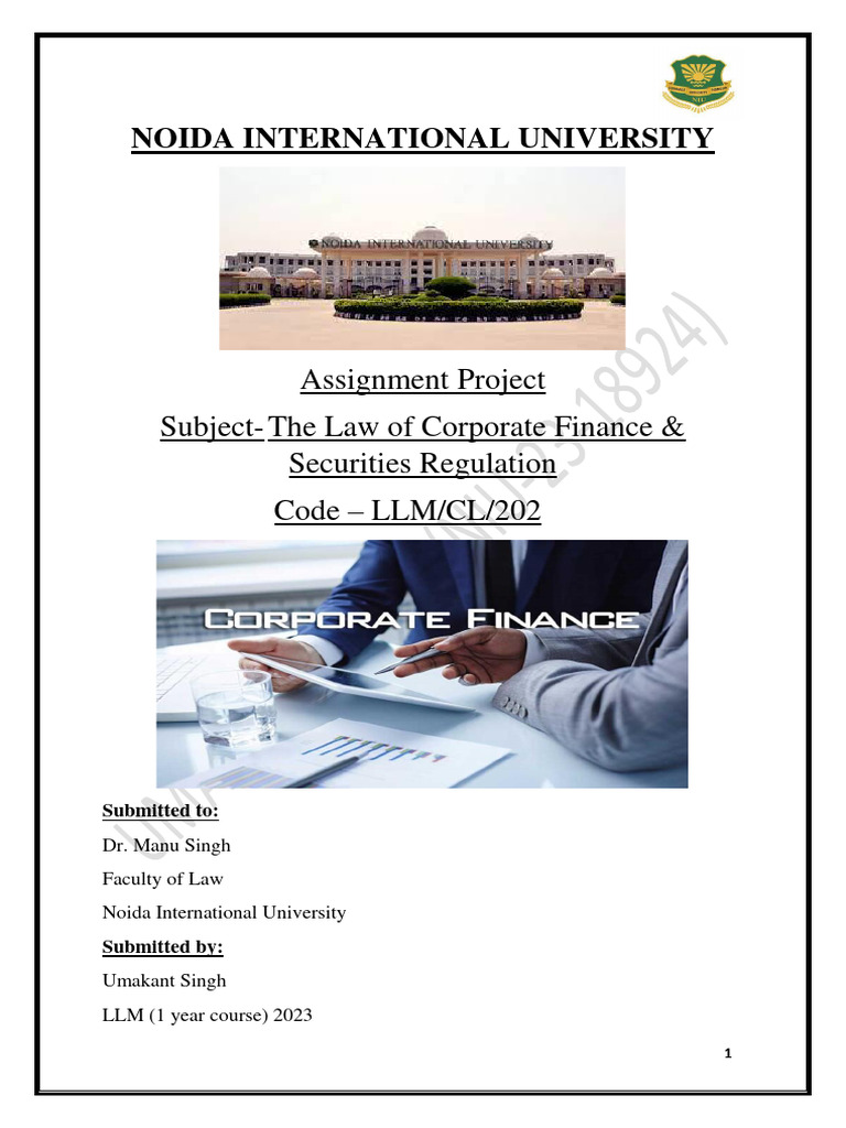 Corporate Finance & Securities Law Overview | PDF | Debenture | Stocks