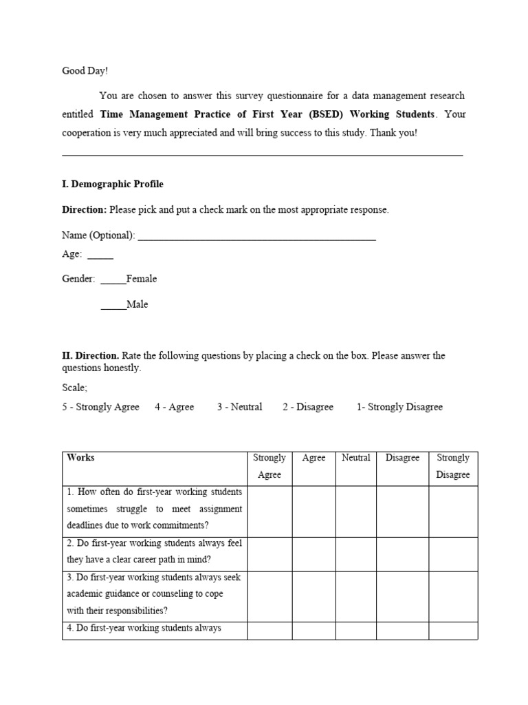 Data Management Questionnaire | PDF
