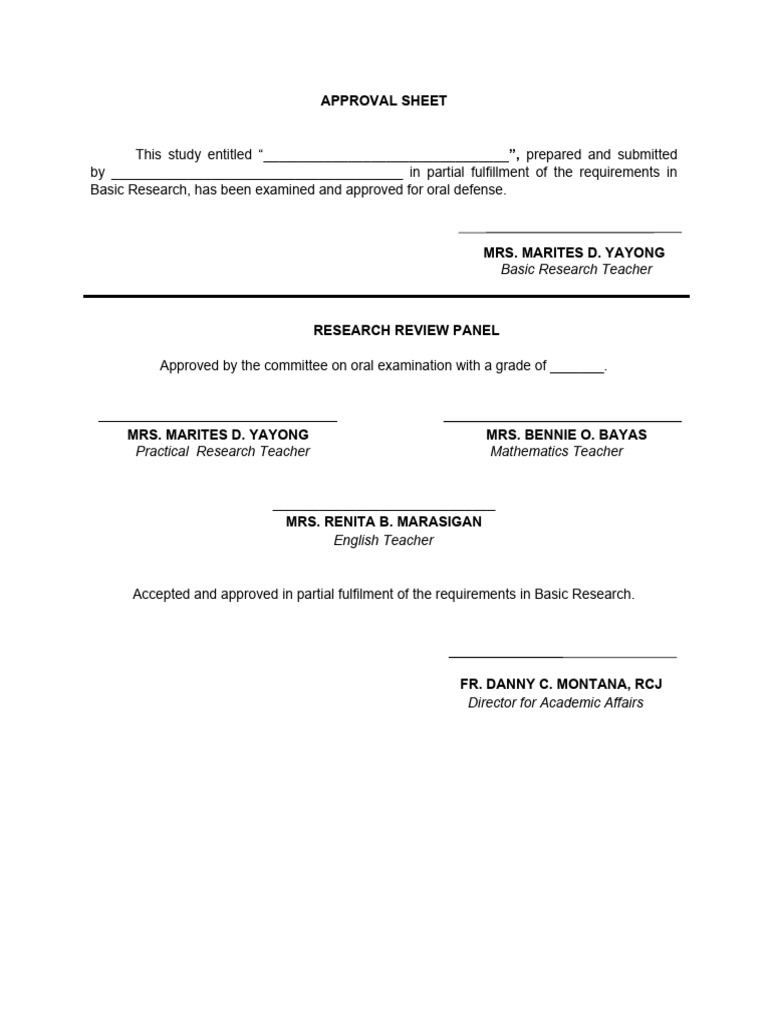 Approval Sheet | PDF | Career & Growth | Science & Mathematics