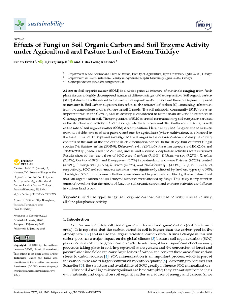 Erdel, Erhan - 2023 - Effects of Fungi On Soil Organic Carbon and Soil Enzyme Activity Under ...