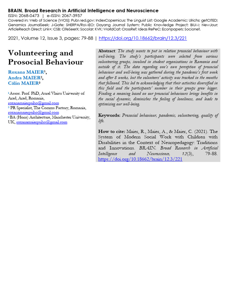 Volunteering and Prosocial Behaviour | PDF | Empathy | Behavior