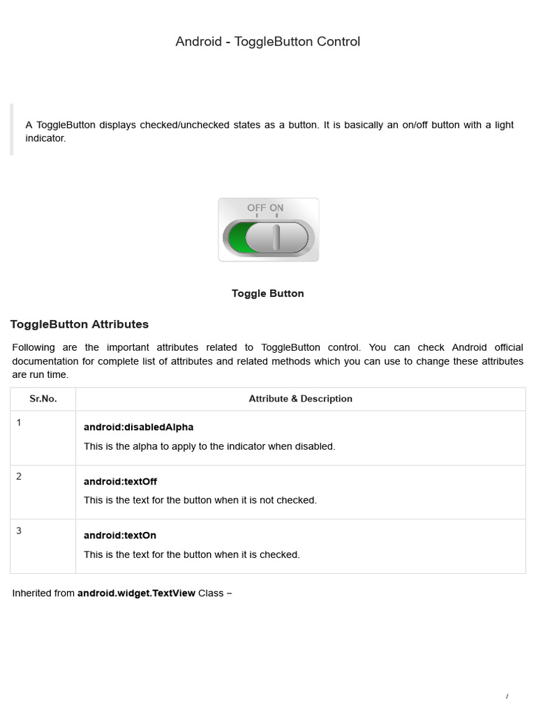 Android - ToggleButton Control | Download Free PDF | Android (Operating ...