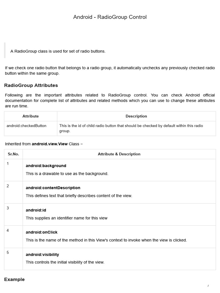 Android - RadioGroup Control | Download Free PDF | Android (Operating System) | Application Software